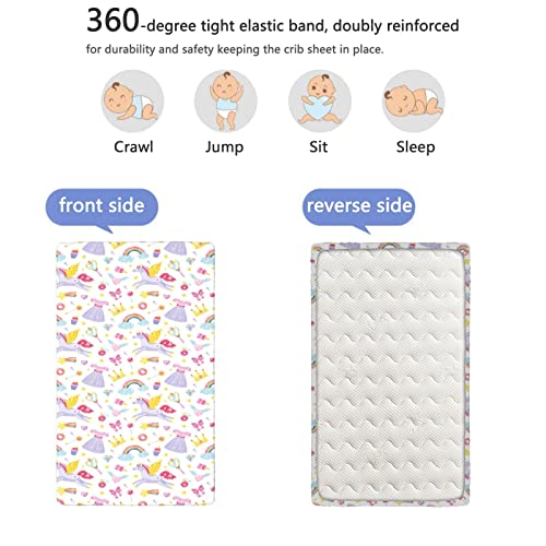 Rainbow Themed Fitted Crib Sheet,Standard Crib Mattress Fitted Sheet Soft and Breathable Bed Sheets-Great for Boy or Girl Room or Nursery,28β x52β,Multicolor