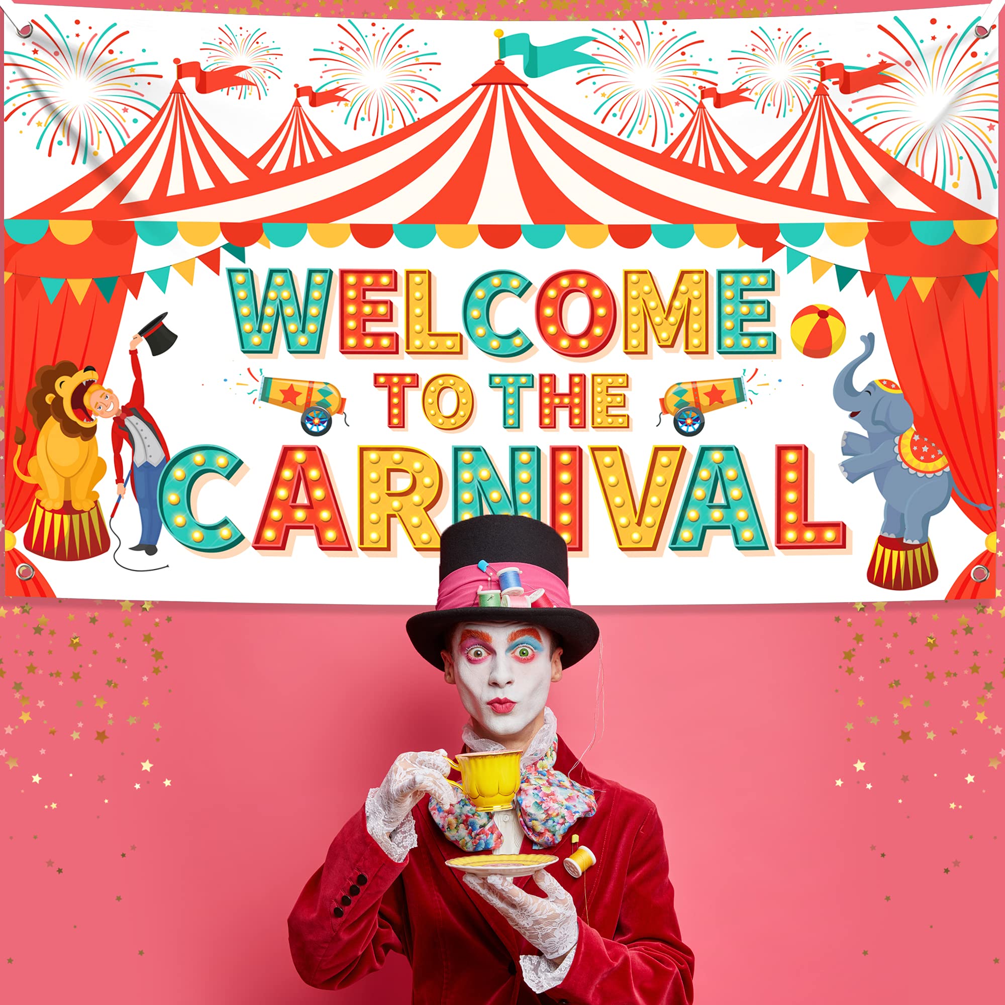 KatchOn, XtraLarge Welcome To The Carnival Banner - 72x44 Inch | Carnival Decorations for Carnival Theme Party Decorations | Carnival Games Decor for Circus Theme Party Decorations | Carnival Backdrop