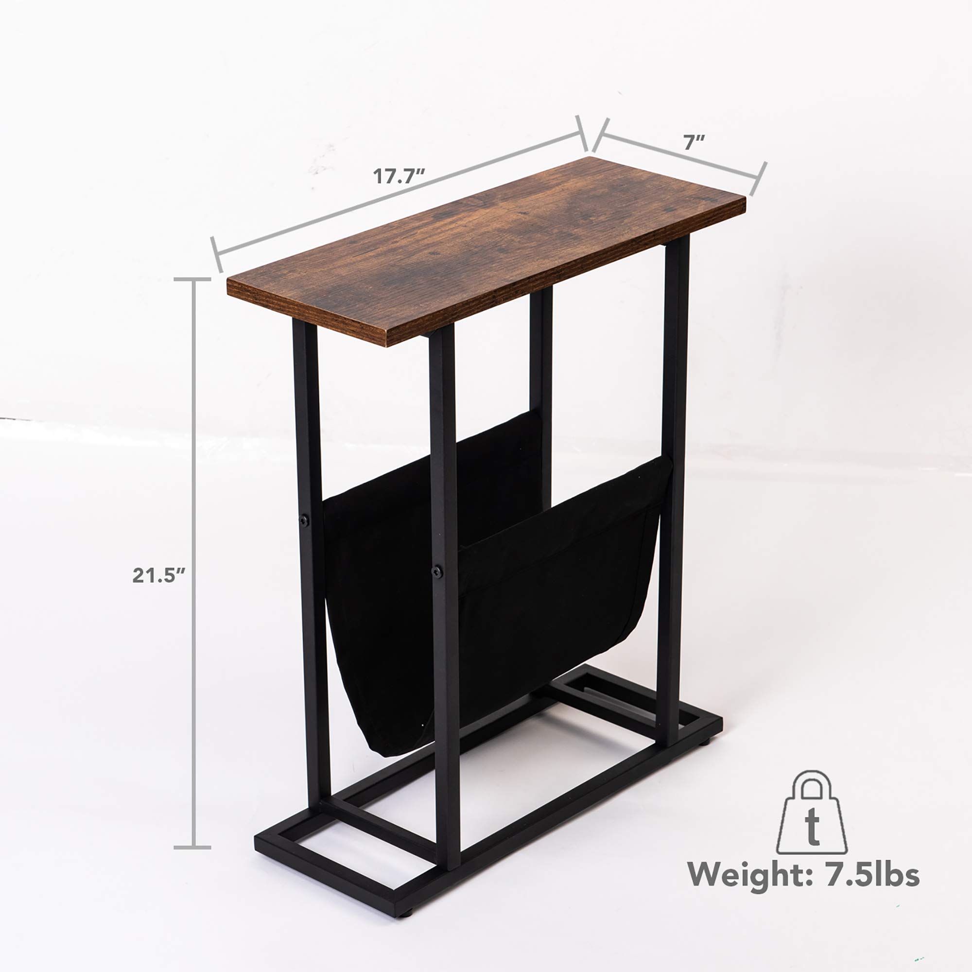 GOOD & GRACIOUS Side Table, Industrial End Table, Vintage Bedside Table with Sturdy Metal Frame for Living Room, Bedroom & Small Spaces, Easy Assembly, Industrial,Rustic Brown