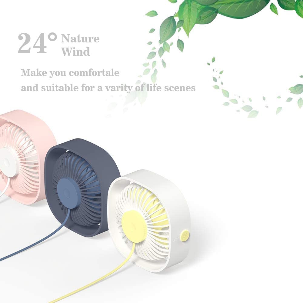 MEIWU NEW UPGRADE 2022, USB Table Fan Mini Personal Desk Fan Adjustable 3 Speed for Office (Nave Blue)
