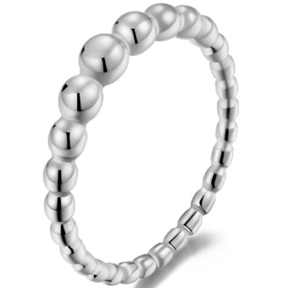 Jude Jewelers Stainless Steel Beaded Style Stackable Wedding Band Statement Promise Anniversary Ring (Silver, 7)