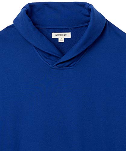 Goodthreads Men's Lightweight French Terry Shawl Collar Pullover Sweatshirt, Bright Blue, Medium