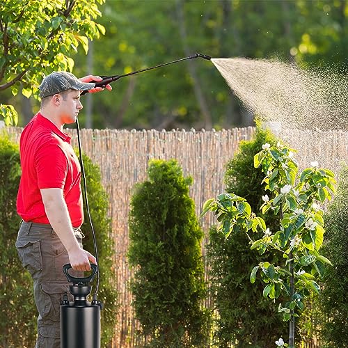 XXXFLOWER 2.1 Gallon Pump Pressure Sprayer, Portable, 8L Pressurized Lawn & Garden Water Spray Bottle with Adjustable Shoulder Strap, Pressure Relief Valve, for Yard Lawn Weeds Plants(Black