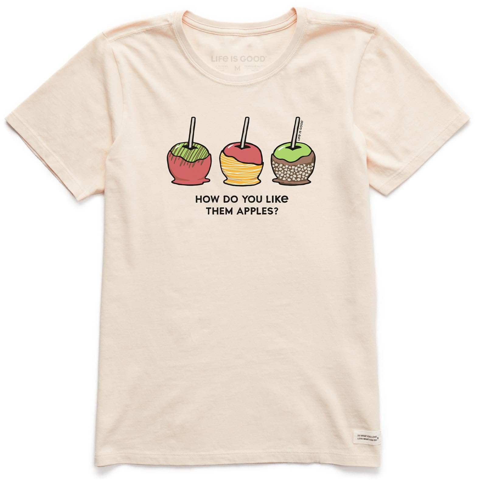 Life is Good. Women's How Do You Like Them Apples SS Crusher Tee, Putty White, XX-Large