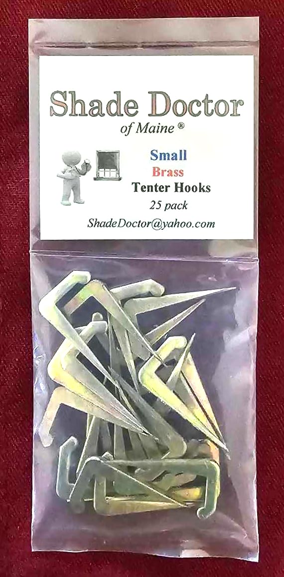 Shade Doctor of Maine Small Brass Plated Tenter Hooks - 25 Pack