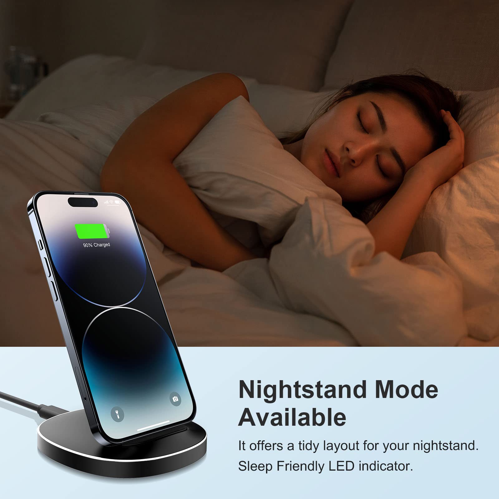 KKM Wireless Charger 2 Pack, 15W Fast Wireless Charging Stand Compatible with iPhone 14 Pro/14 Pro Max/14/14 Plus/iPhone 13/13 Pro Max/13 Mini/12/11/XS Max/8, Samsung Galaxy S20 FE/S21 Ultra/Note 20
