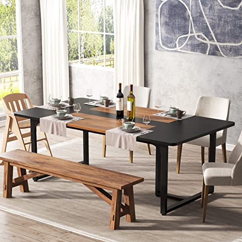 Tribesigns 70.87ββ Dining Table, Industrial Kitchen Table for 8 Person, Rectangular Dinner Table with Strong Metal Frame, Wooden Large Long Dining Room Table for Big Family