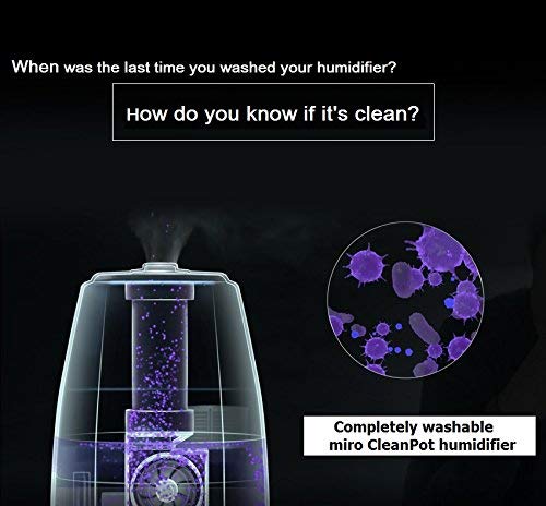 Miro NR07G humidifier - Completely Washable Modular Humidifier, Easy to Clean, Easy to Use, Large Room - Cool Mist, Sanitary, Top-Fill Ultrasonic Humidifier with Whisper Quiet and Powerful Output