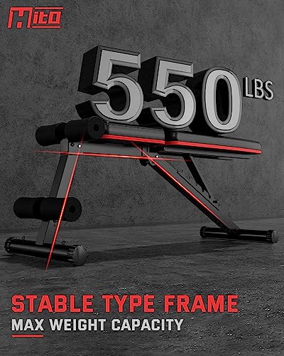 HITOSPORT Adjustable Weight Bench for Full Body Exercise, Foldable Strength Training Bench Press with Resistance Bands for Home Gym & Body Workout Newly Upgraded