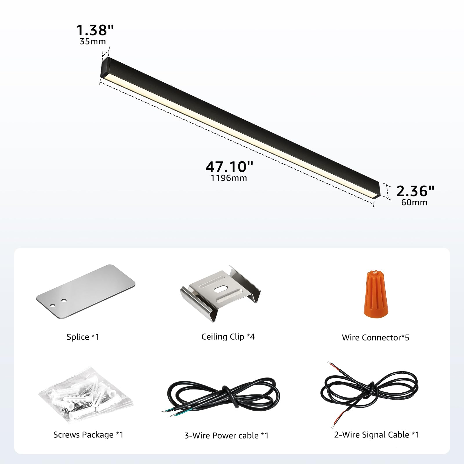 SCON 4FT 30W LED Black Deep Anti-Glare Linkable Ceiling Mount Light,1600LM UGR<10 0-10V Dimmable Linear Surface Mount Light,3000K-4000K-5000K Switchable Office Light,Flush Mount for Kitchen/Workshop