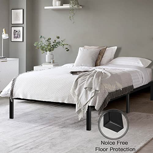 HAAGEEP Heavy Duty King Bed Frame No Box Spring Needed 14 Inch Black Metal Platform Beds Frames with Storage