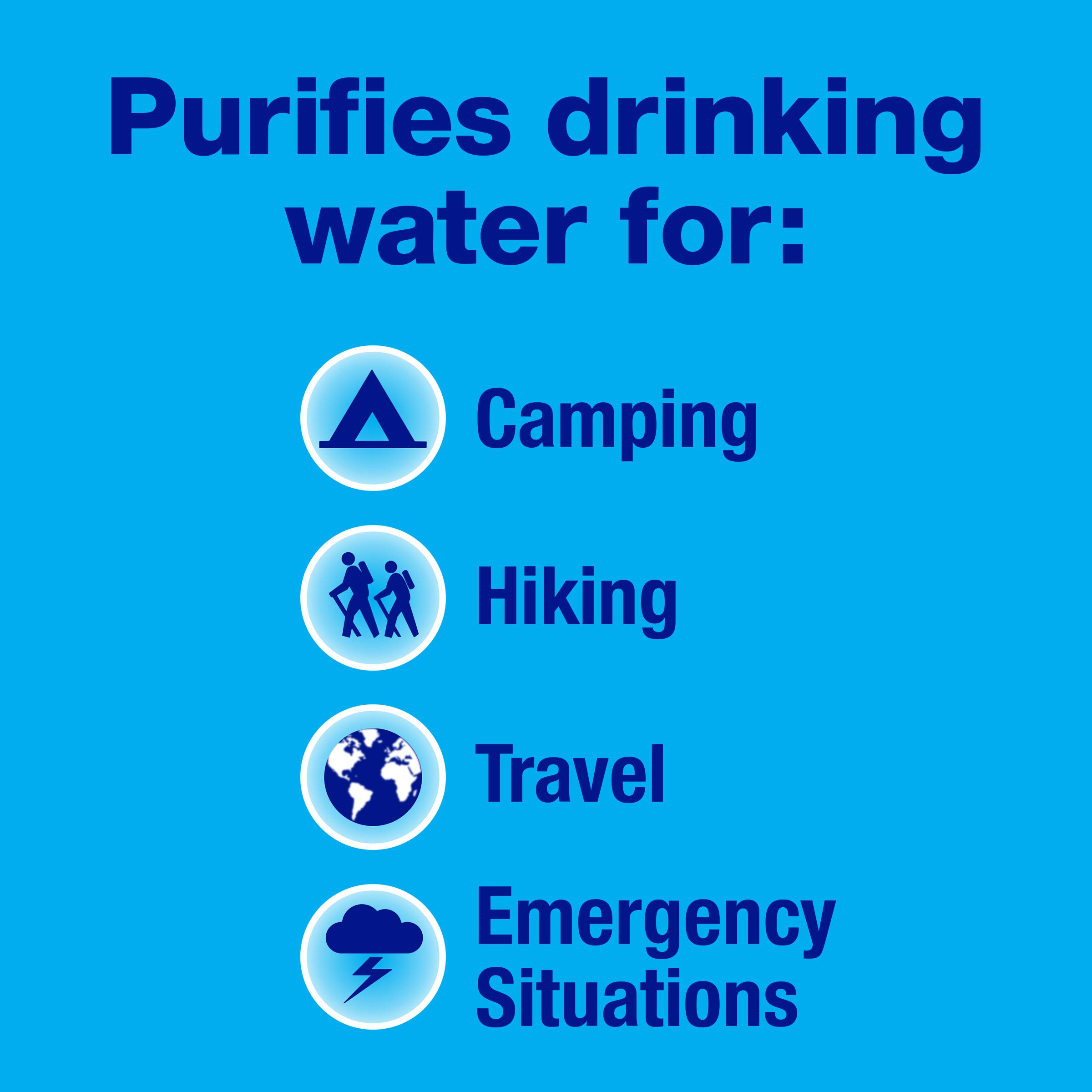 LifeStraw Personal Water Filter for Hiking, Camping, Travel, and Emergency Preparedness, 2 Pack, Blue & Potable Aqua Water Purification Tablets with PA Plus - Two 50 Count Bottles