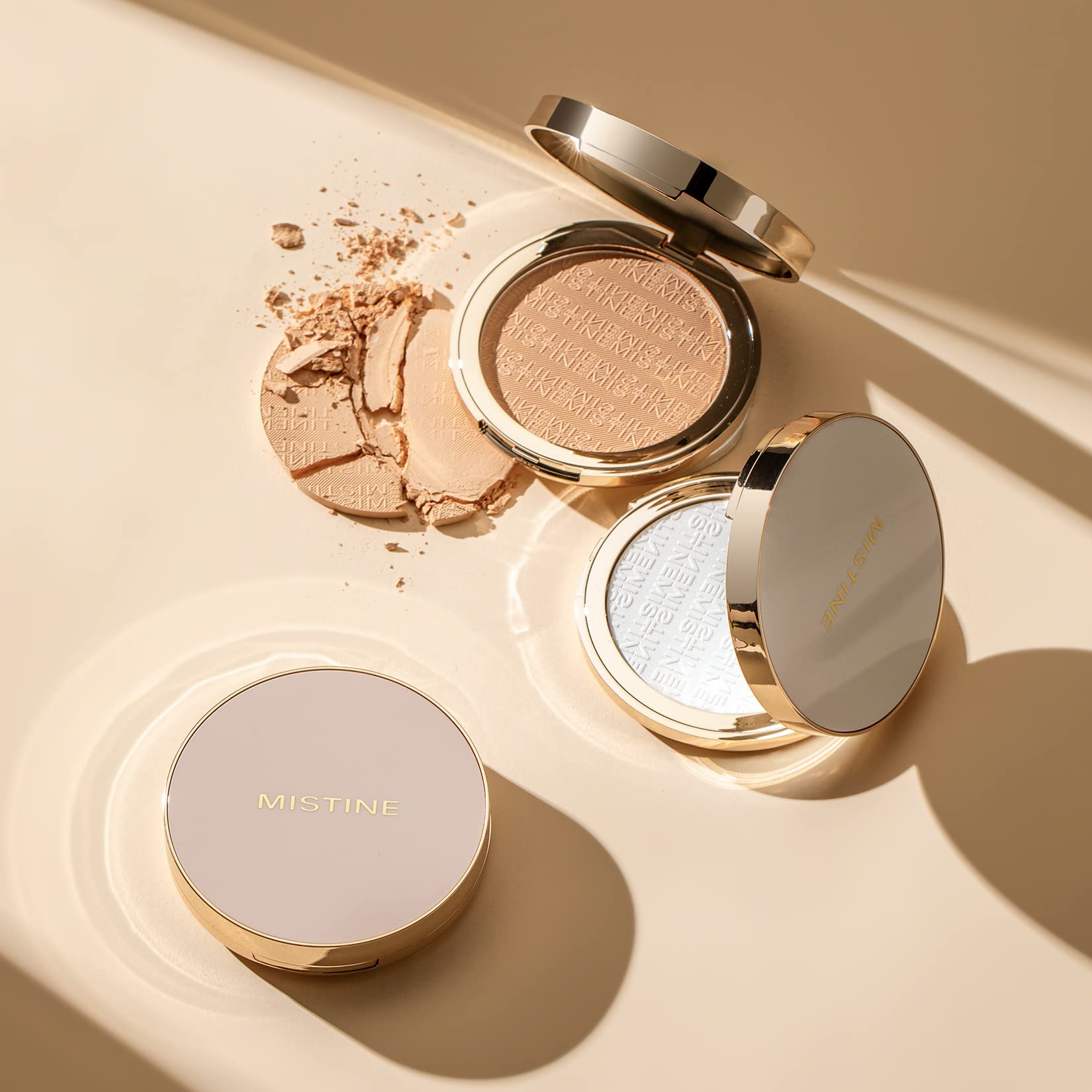 MISTINE Pressed Powder Compact 24H Oil Control Face Powder Compact Waterproof Talc Free Finishing Powder Makeup,Matte Finish -Natural Ivory