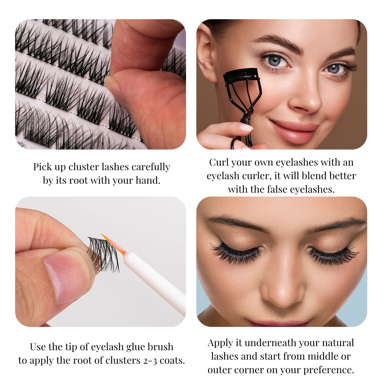 Magnetic SL Individual Lashes 45 Cluster 5 Styles DIY False Eyelashes Natural Look C CC D Curl Reusable Fluffy Soft With Clear Glue Strong Hold 10-14MM