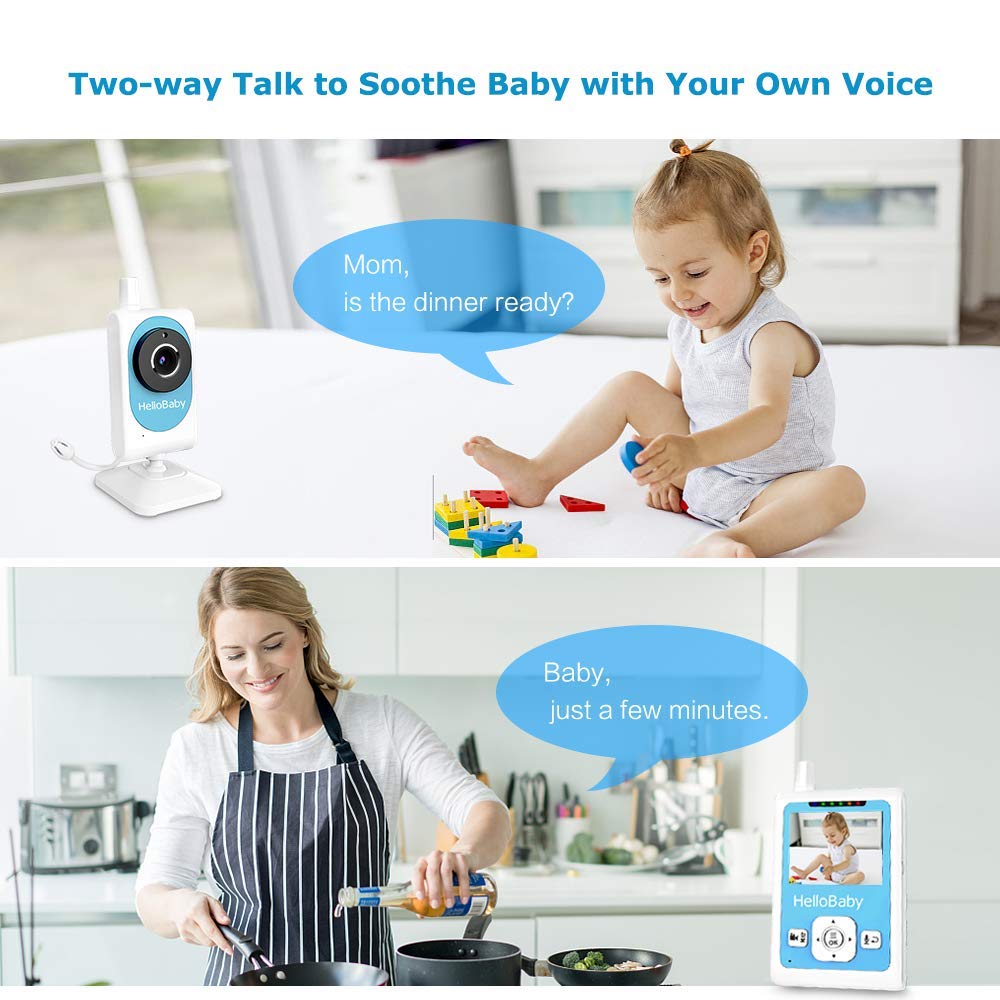 Hello Baby Monitor with Motion Sensor Camera, Support Video Recording, Night Vision, Two-Way Talk Audio, Temperature Monitoring,Best Gift for New Parents