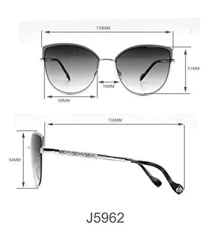 Jessica Simpson Women's J5962 Refined Metal Cat Eye Sunglasses with UV400 Protection - Glamorous Sunglasses for Women, 59mm