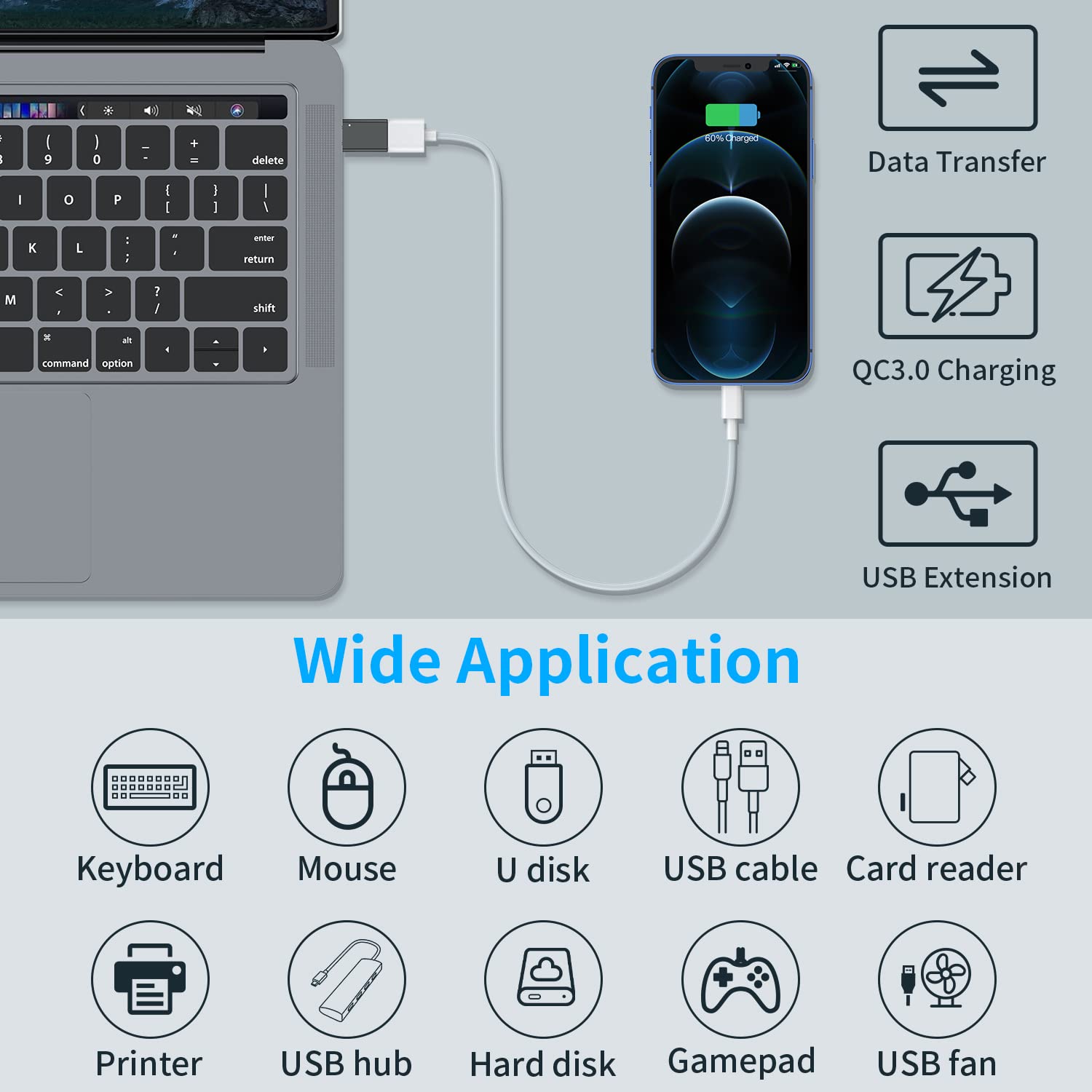 Oxlaw USB C to USB Adapter (10 Gbps), USB-C Male to USB 3.1 Gen2 Female Adapter Compatible with MacBook Pro After 2016, MacBook Air After 2018, Dell XPS and More Type C or Thunderbolt 3 Devices