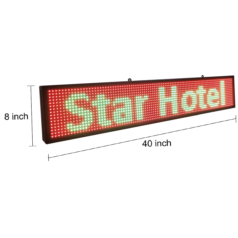 P10 LED Display with WiFi, RGB Full Color Sign with High Resolution and New SMD Technology. Perfect Solution for Advertising (40" x 8")