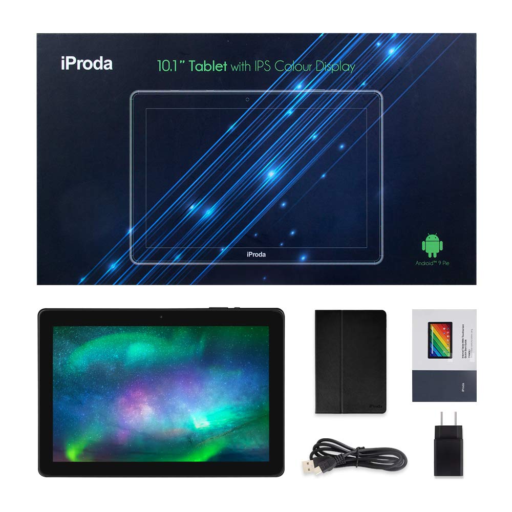 iProda Android Tablet, 10.1 Inch Tablet with HD IPS Display, Android 9.0, 3GB RAM & 64GB ROM, Google GMS Verified, WiFi, Bluetooth, GPS, Camera, Super Slim Design with Metal Shell & Tablet Case