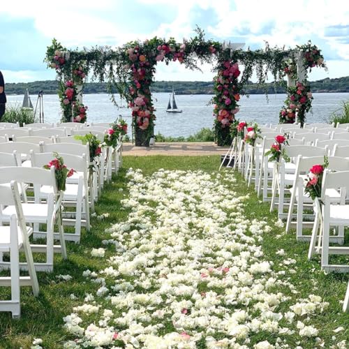 JUPOZOP 1000 PCS Artificial Fake Rose Petals for Wedding, Romantic Night for Her/Him Set, Engagement, Flower Decorations, Event, Party, in Bulk(Ivory)
