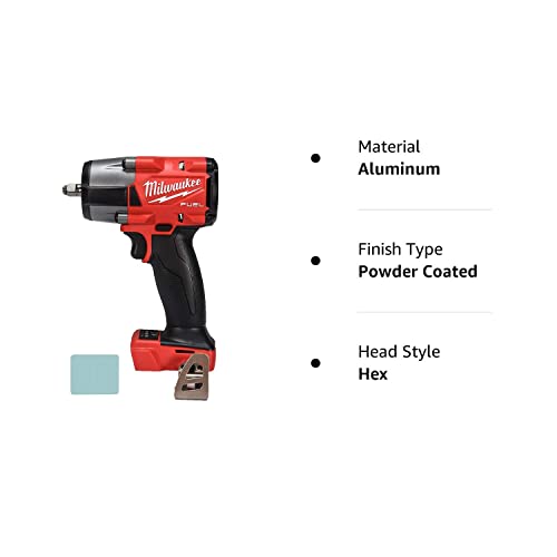 Milwaukee M18 18V Fuel 3/8'' Brushless Cordless Mid-Torque Compact Impact Wrench Bare Tool + Accessories, Black & Red
