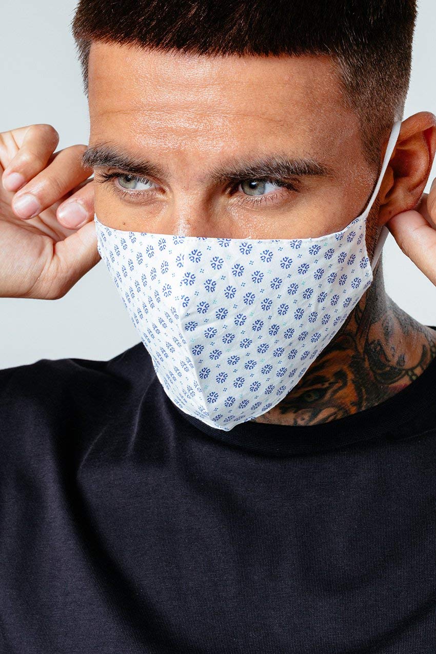 Hype ADULT WHITE BLUE GEO ADJUSTABLE FACE MASK
