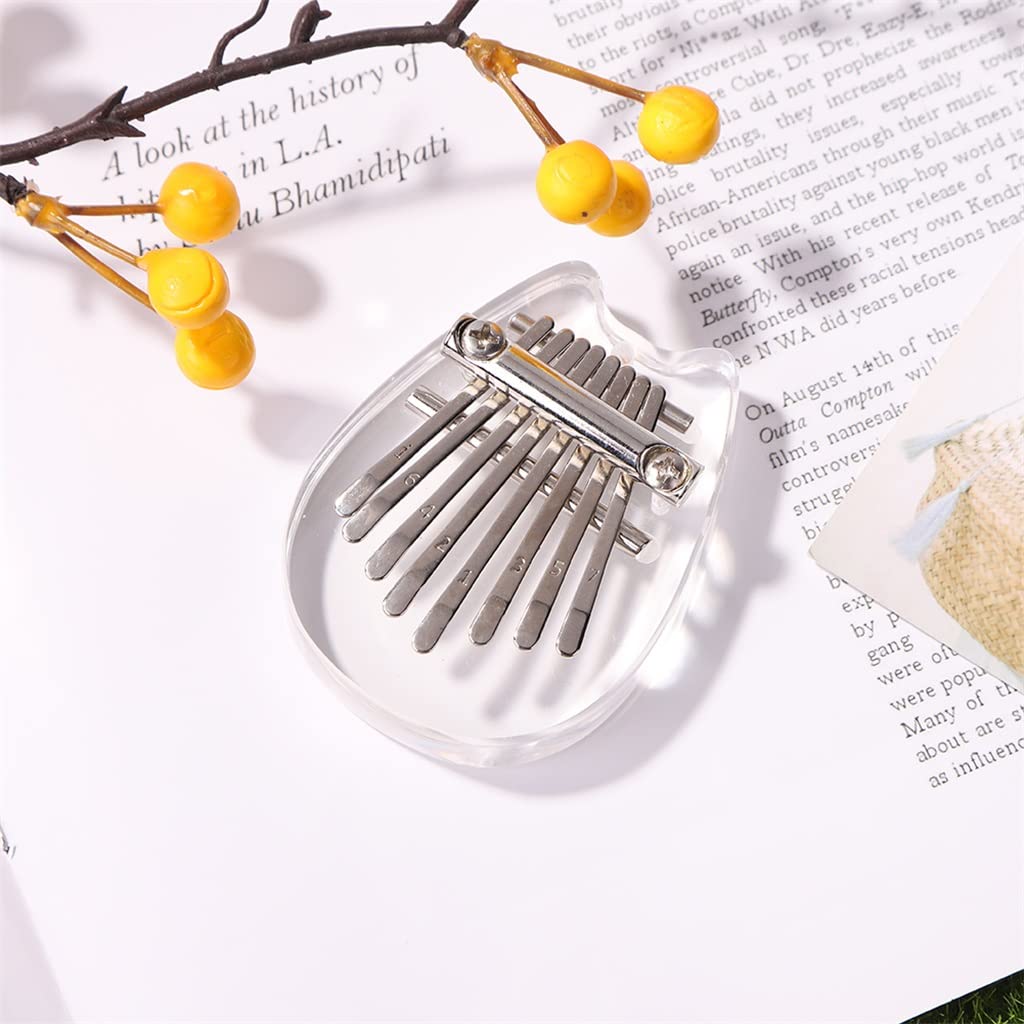 KXDFDC 1pcs Mini 8 Key Cute Portable Thumb Piano Clear Transparent Finger Piano