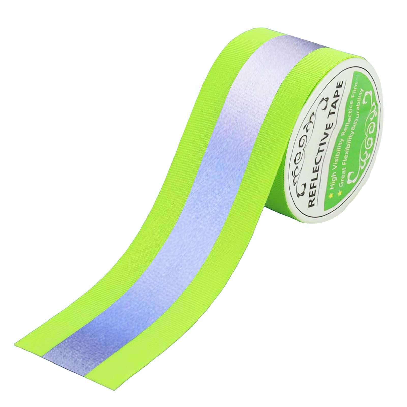 High Visibility Reflective Tape Strip 1.96in*0.79in Fabric Florescent Reflective Safety Tape Sew-on Warning Safety 16.4ft Length No Wrinkle Packaged in Roll