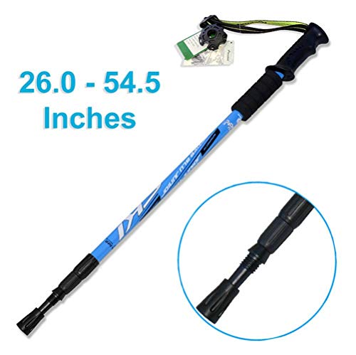 HYTX Adjustable Lightweight Aluminum Hiking Poles for Walking/Trekking/Hiking [ 2-pc Pack ] - Shock - Absorbent, Ergonomical Grip, Strong Strap (Blue)