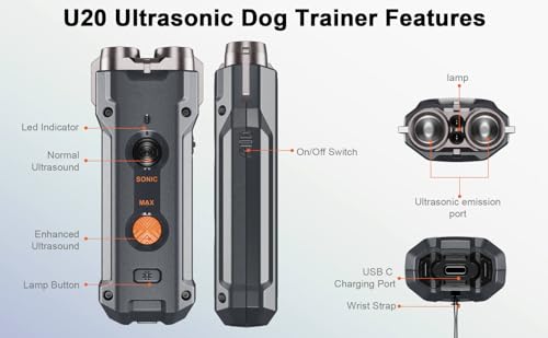 RC Ultrasonic Bark Deterrent |Anti-bark Training Device and Corrector Behavioral |Stop Bad Behavior with LED Lights |1-Year Warranty (Charcoal, New Upgraded)-(6M - 8Years)
