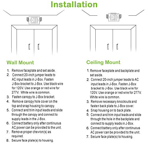 Hykolity Red Exit Sign, 120-277V Double Face LED Combo Emergency Light with Adjustable Two Head and Backup Battery, 2 Pack