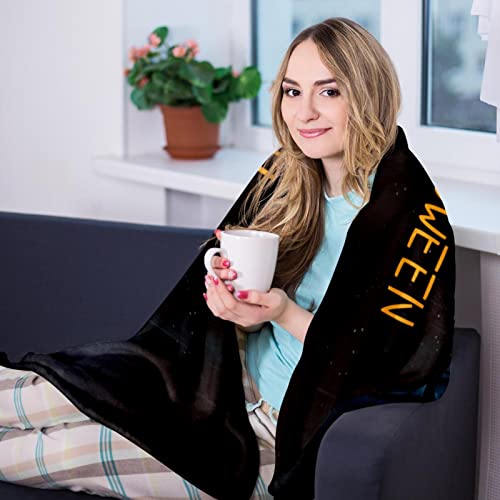 Trick Or Treat Spooky Halloween Prints Soft Warm Cozy Blanket Throw for Bed Couch Sofa Picnic Camping Beach, 150×100cm