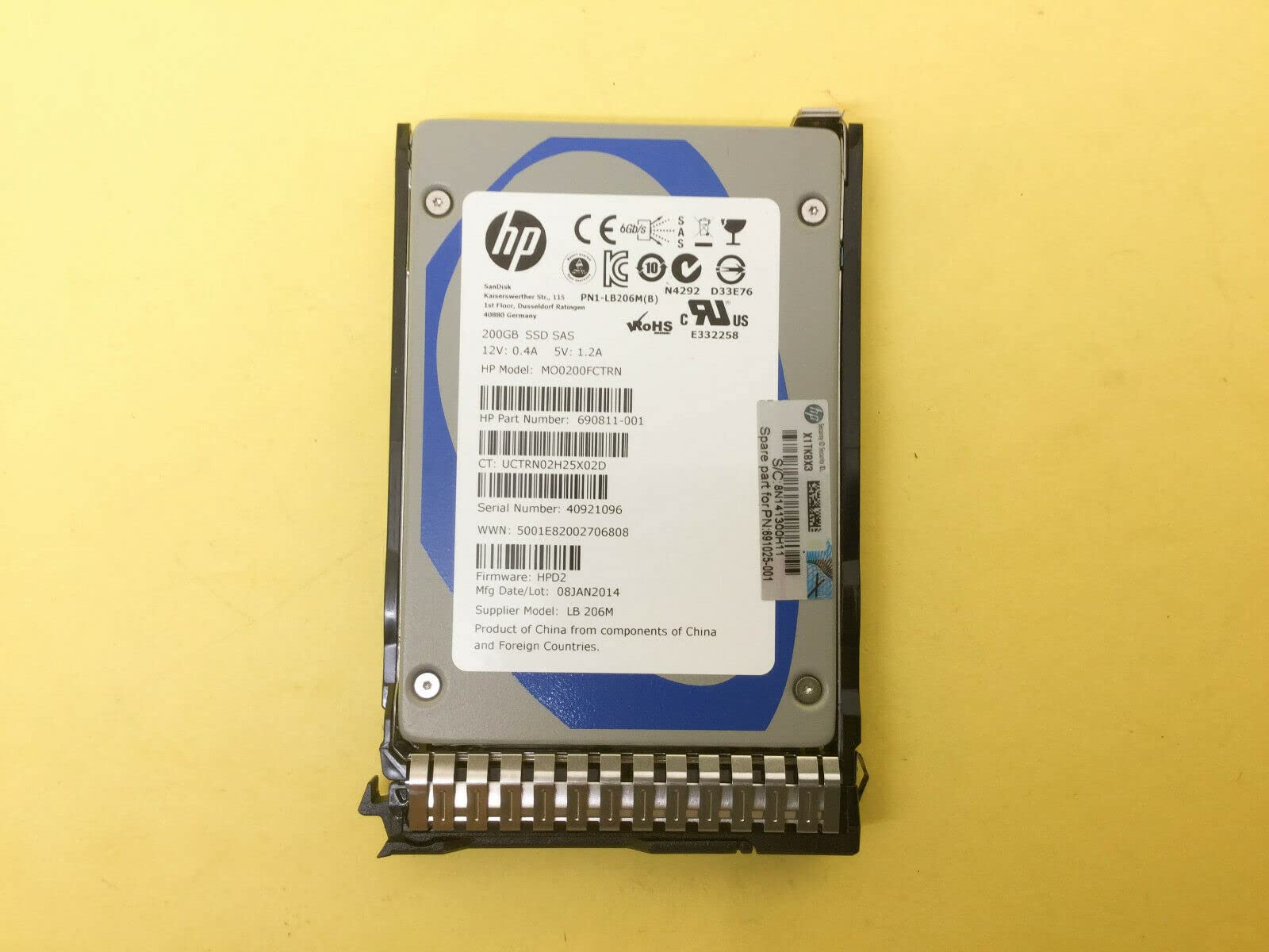 Hpe MO0200FCTRN LB206M 200GB 6G SSD SC SFF SAS Hard Drive
