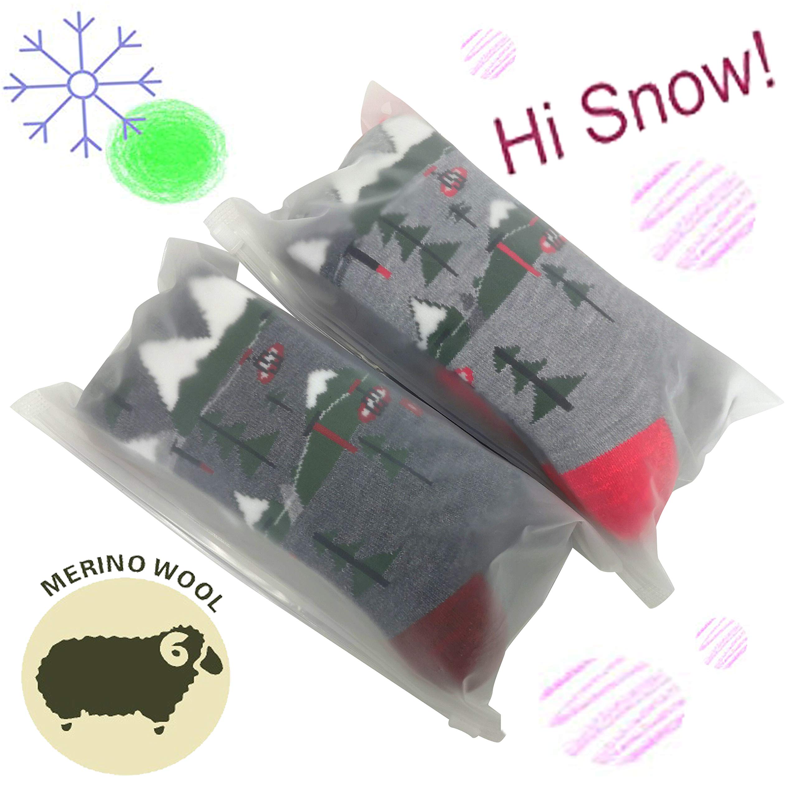 HIGHCAMP 2 Pairs Kids Merino Wool Ski Snowboard Socks Boy Girl Toddler Snow Socks/Norway Pink, S