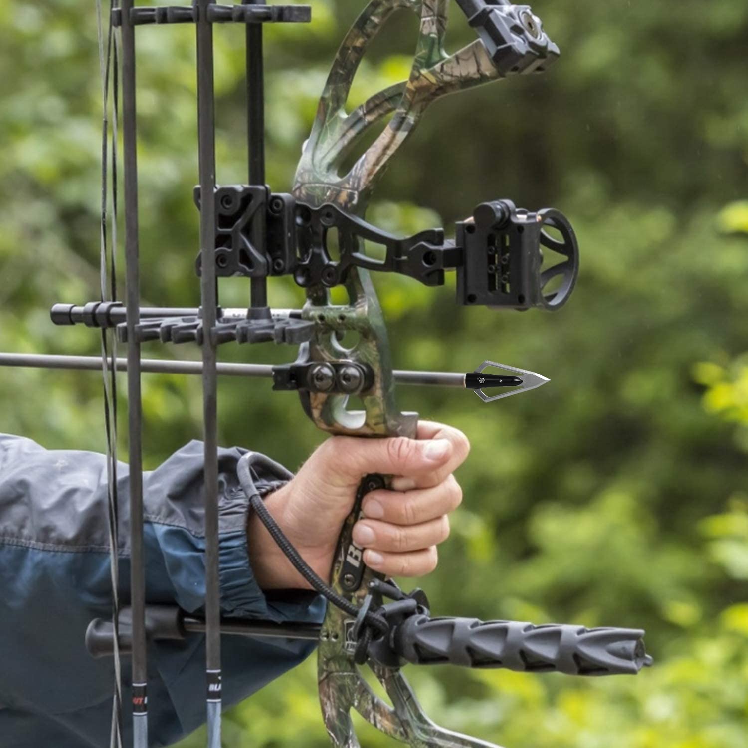 KY-MOCRIS Hunting Arrowhead Cutting Blade Archery Broadhead Traditional Crossbow Compound Bow Arrowhead (Black)