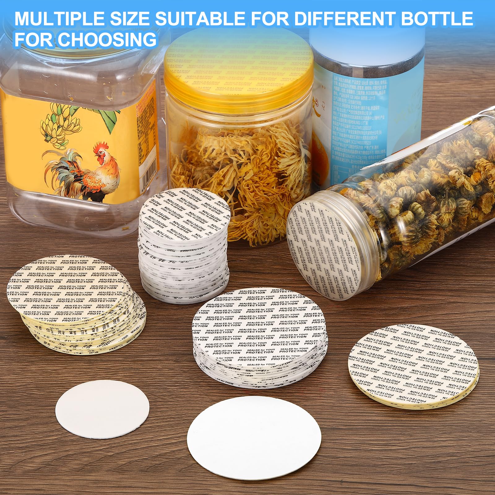 PATIKIL 38mm/1.5" Foam Lid Liner, 300Pack Adhesive PS Pressure Sensitive Seal Cap Liners Resistant Tamper for Plastic Glass Jar Bottle Cap Seals