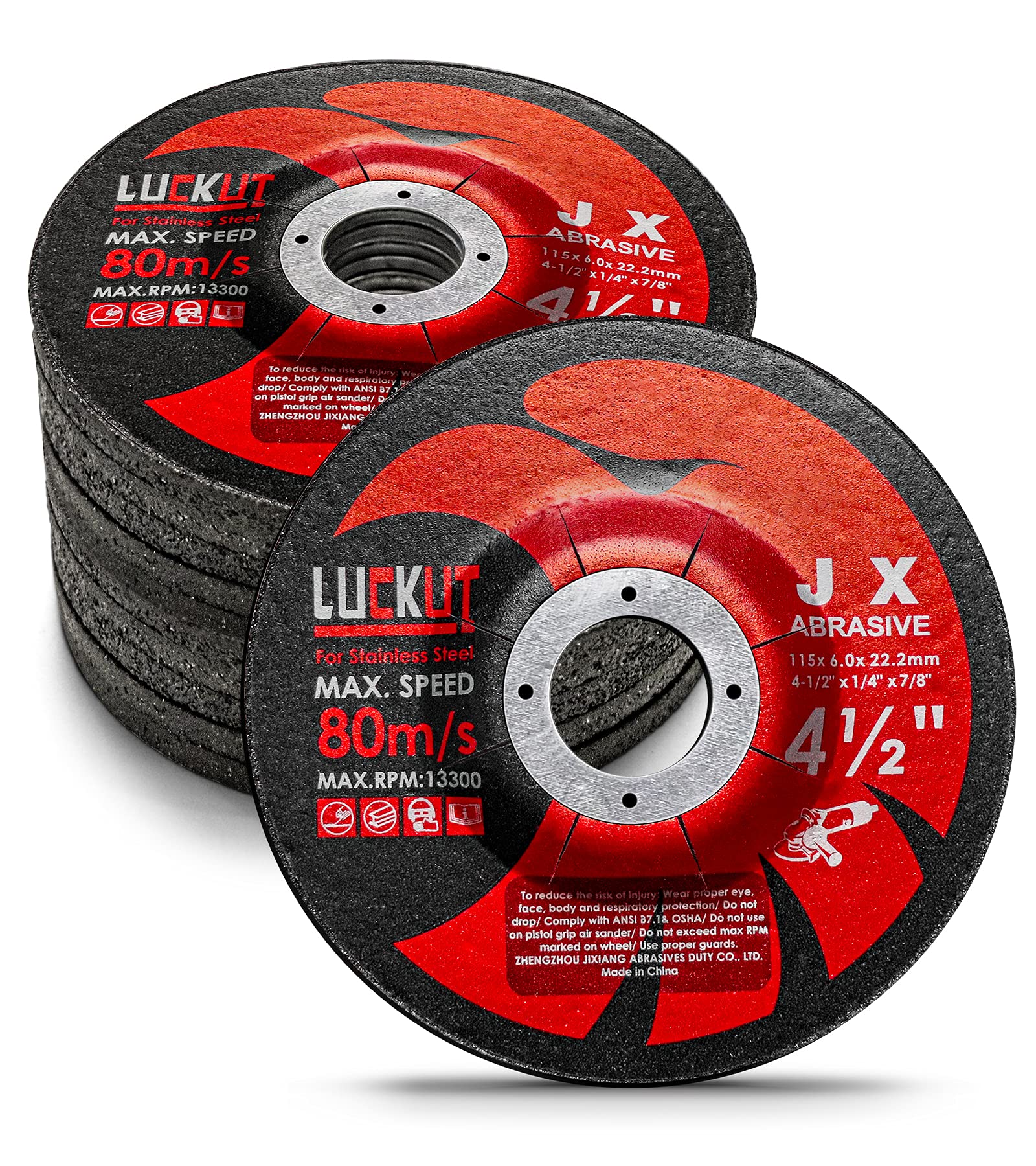 LUCKUT Grinding Wheels Grinding Discs 4-1/2'' x 1/4'' x 7/8'' Grinder Wheel Center Metal Aggressive Grinding for Angle Grinders-10 Pack