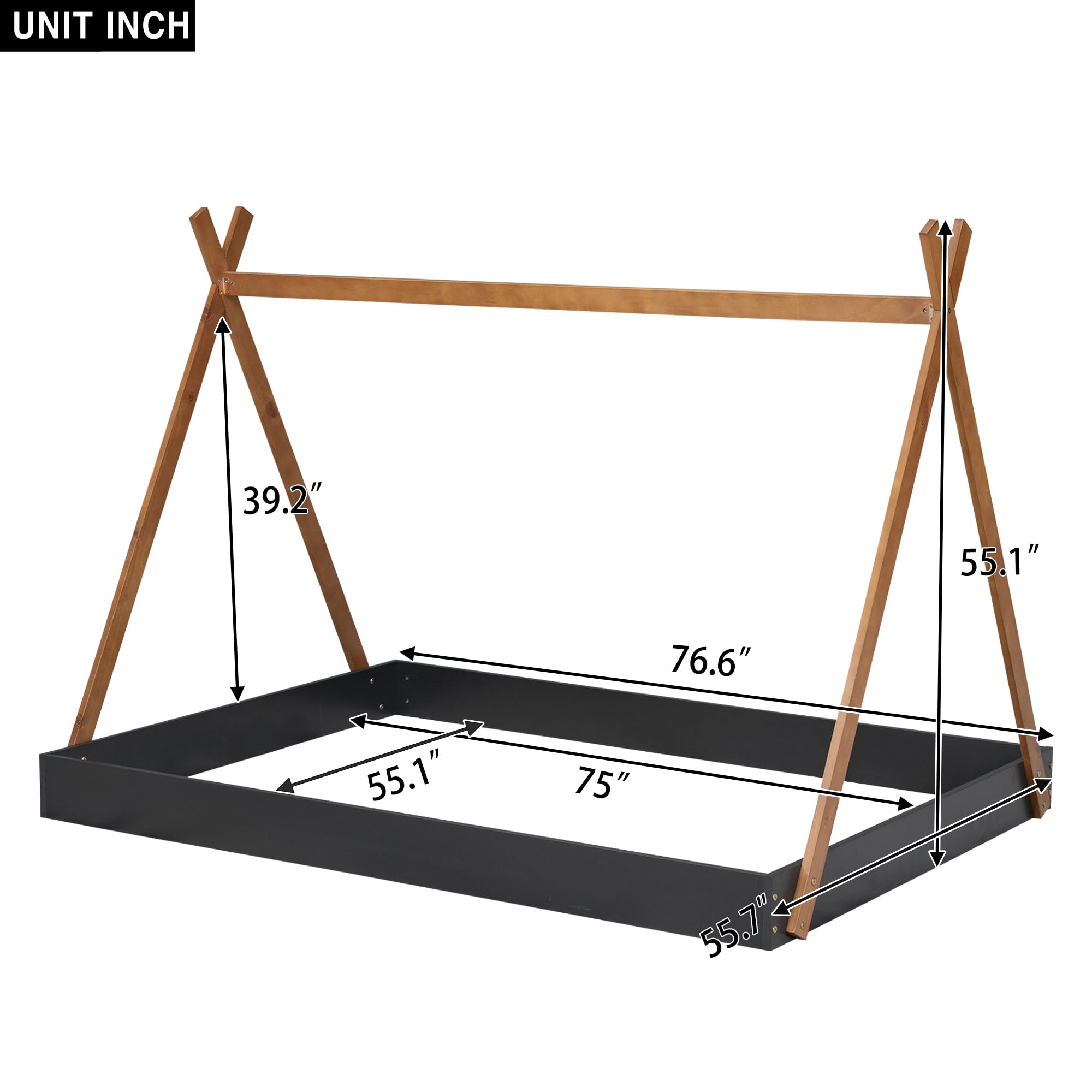 HZSSDTKJ Full Size 4-Poster Canopy Floor Bed with Support Legs, Solid Wood Canopy Platform Bed Frame with Slats Support for Kids Teens Girls Boys Adults, No Box Spring Needed (White-F1, Full)