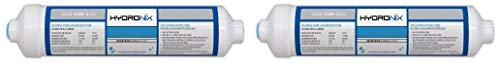 Hydronix ICF-10Q Inline Post Activated Carbon Water Filter Replacement Cartridge with 1/4-Inch Quick Connect for Refrigerator, Ice Maker, RO Reverse Osmosis System, 2000 Gallons (2 Pack)