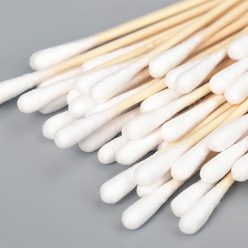 Organic Long q tips Cotton Swabs 6 inch with Thick Wooden Sticks 150 Pcs of Pack, qtips Cotton Swabs Pure Natural Bamboo Biodegradable, Single Head, q tips for ears, Makeup and Daily Use