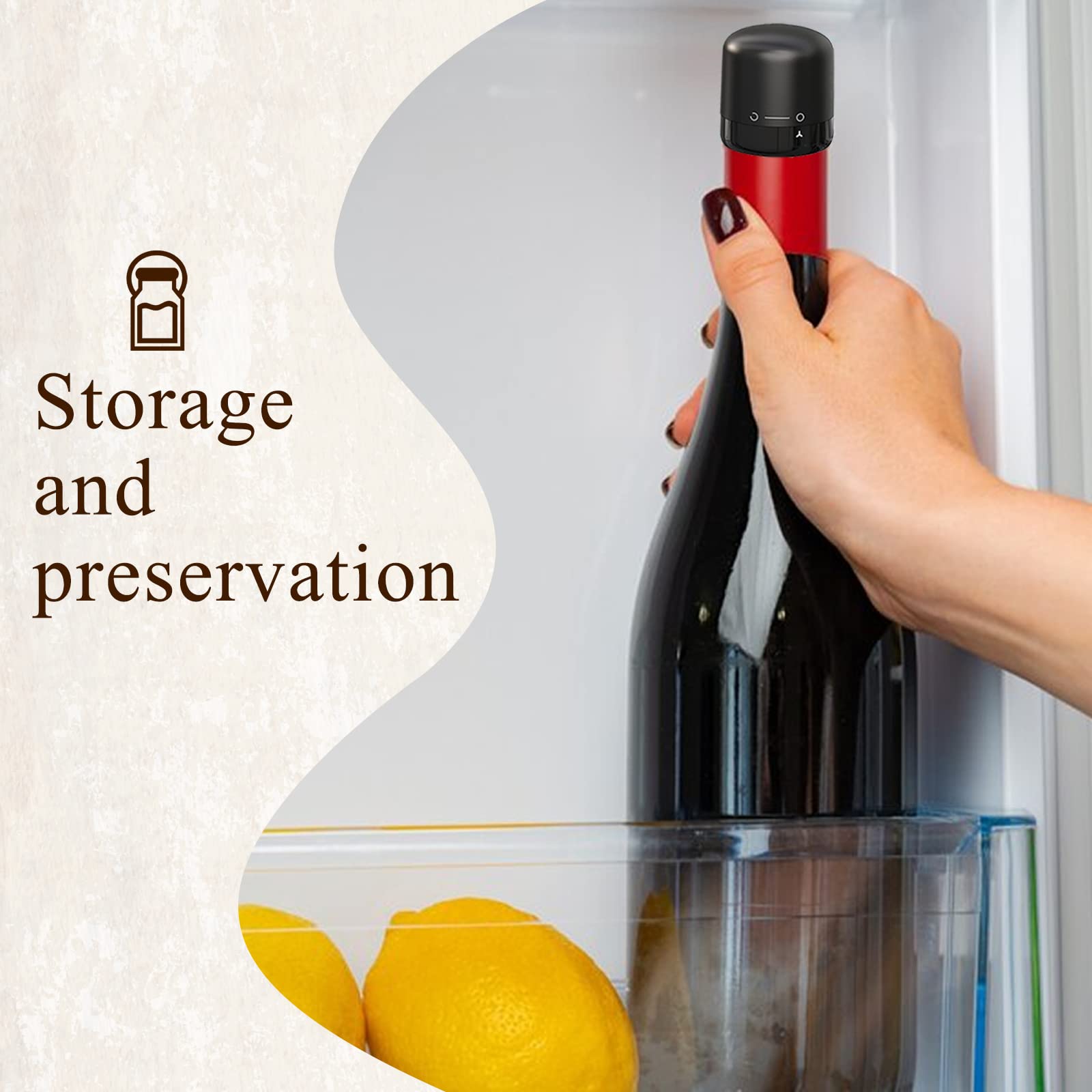 Loboo Idea Silicone Wine Stoppers For Wine Bottles, Wine Saver Stoppers (6pcs/box, Black)