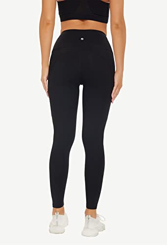 KYRIAD Full Length Seamless Athletic Running Workout Leggings for Women with 3 Pockets High Waisted Exercise Compression Yoga Pants Obsidian Black XS