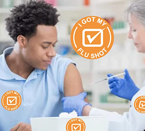 I Got My Flu Shot Stickers 1 Inch Round Self-Adhesive Season Flu Stickers - Waterproof Vaccine Labels 500 Pcs/Roll