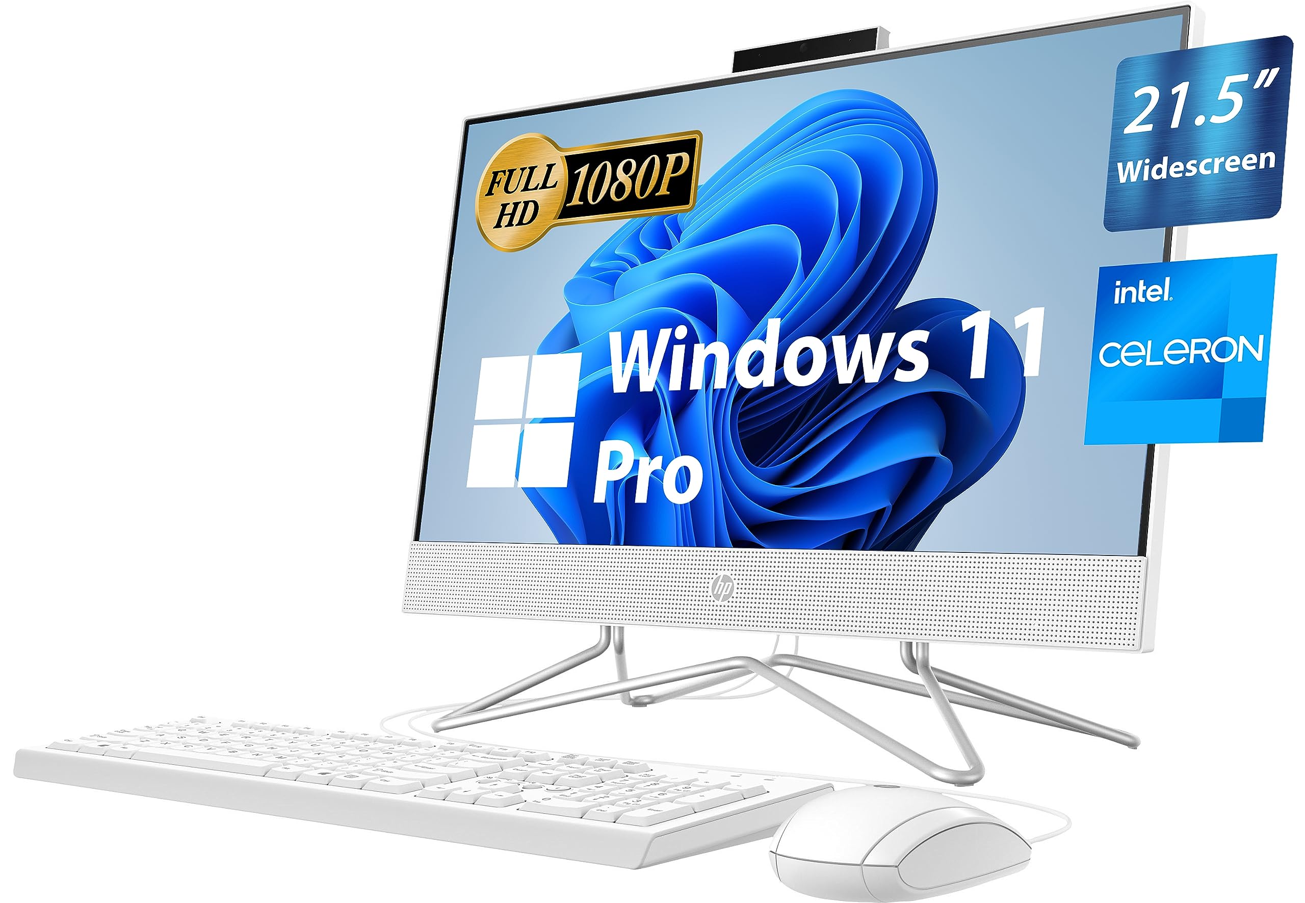 HP 2023 All-in-One Desktop, 21.5" FHD, Free Microsoft Office 2021 with Lifetime License, Intel Dual-Core Celeron J4025 2GHz, 32GB DDR4, 2TB PCIe SSD, RJ-45, Windows 11 Pro, MarsPC