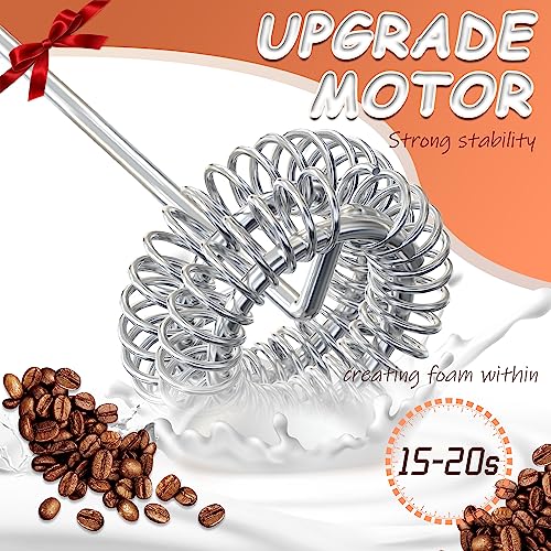 Handheld with Stainless Steel Stand USB-charging Foam Maker, DOUBLE WHISK Mini Blender and Electric Mixer Coffee Frother (Brown)