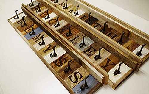 Personalized Reclaimed Barn Wood Coat Rack with 4 inch Deep Shelf, Decorative Custom Wall Mounted Entryway hooks, Rustic Farmhouse Hat Umbrella Tree Accent Your choice of length and colors