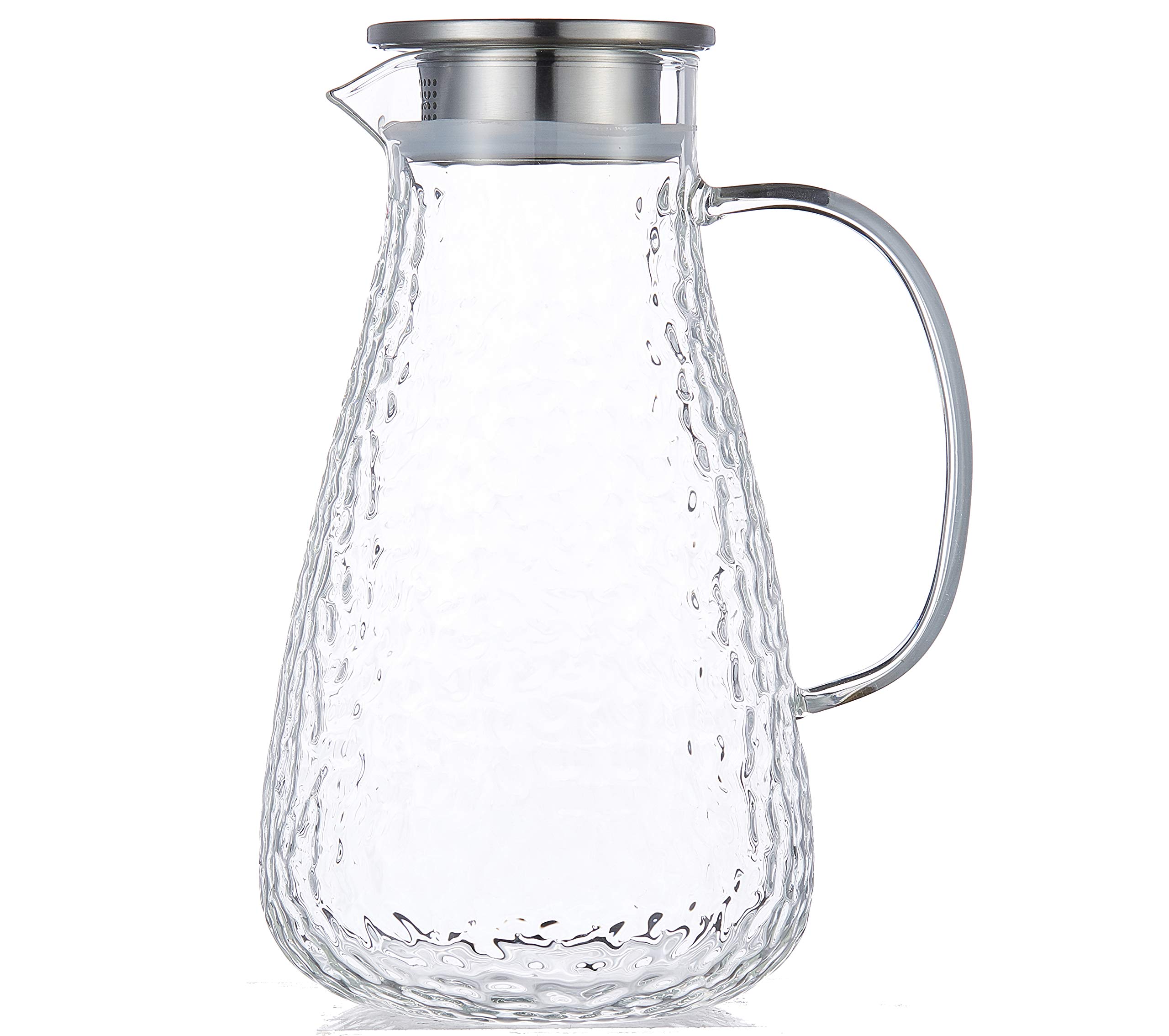 Karafu Glass Pitcher with Lid, Safe Packing, 78 Oz Heat Resistant Water Jug for Hot/Cold Water, Ice tea and Juice Beverage Clear