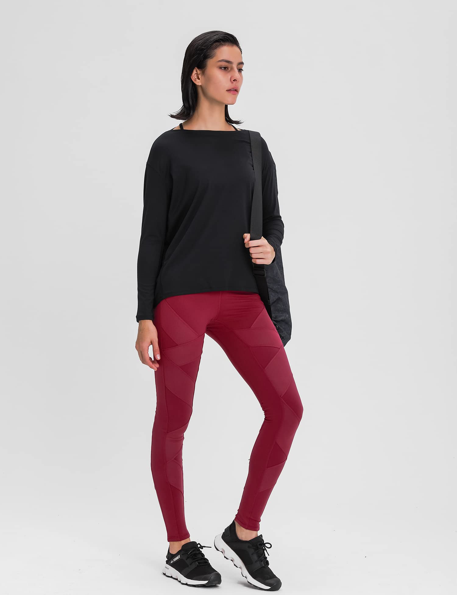 Long Sleeve Workout Shirts for Women Black Long Sleeve Athletic Loose Fit Shirt Long Sleeve Yoga Top