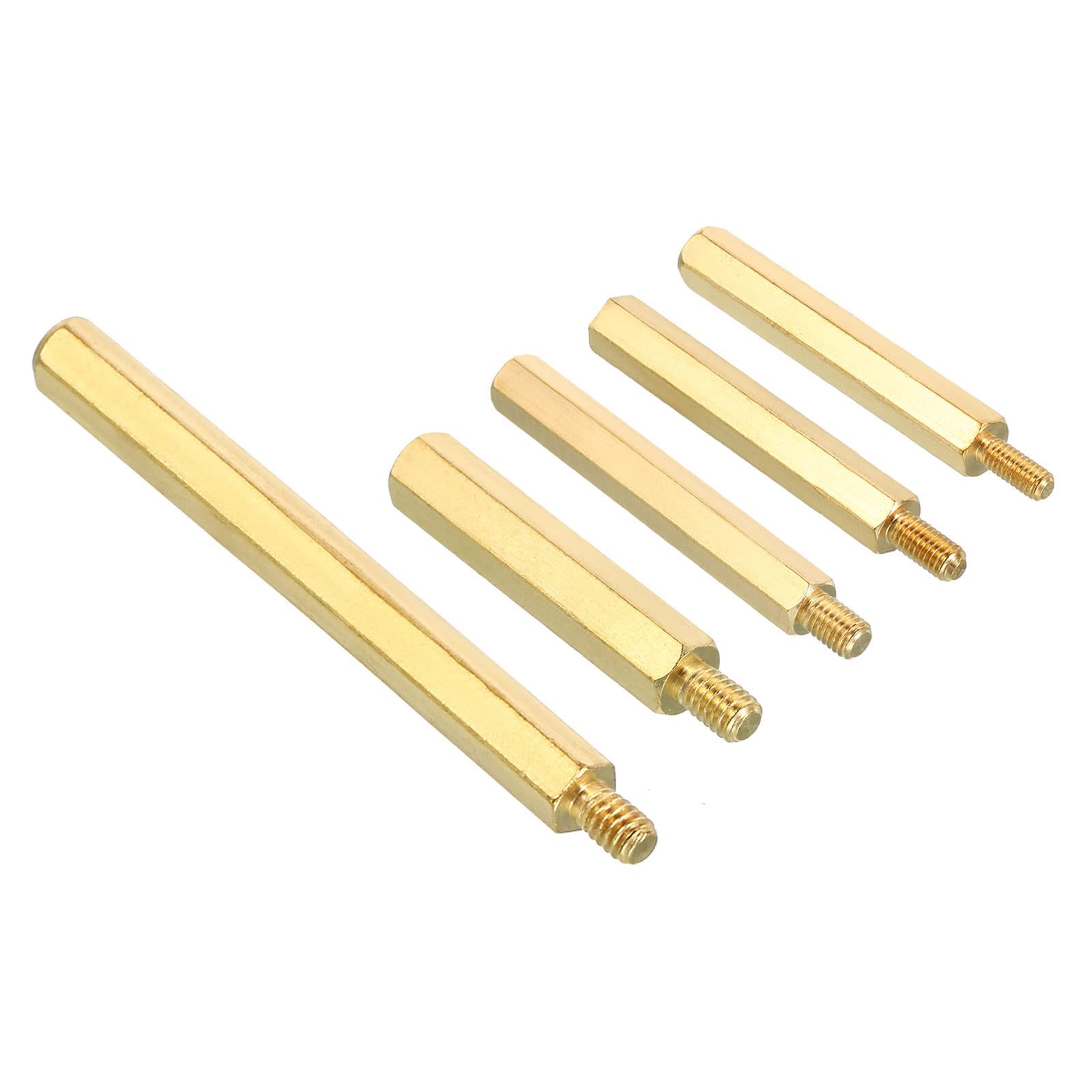 PATIKIL M2 M2.5 M3 M4 M5 Standoff Screws 50 Pack Brass Hex Motherboard Spacers for Motherboards, Computer Cases, Circuit Boards, Electronics, Gold Tone