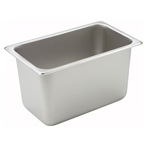 Winco 1/4 Size Pan, 6-Inch, Stainless Steel, Silver